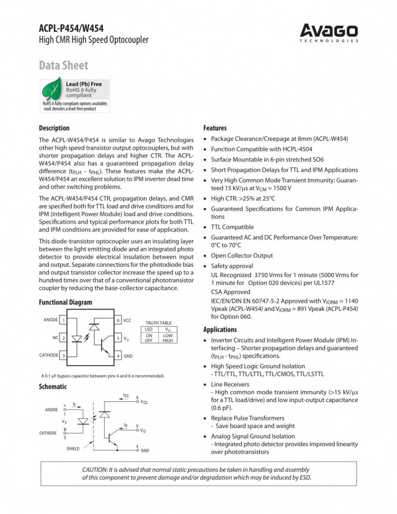 ACPL-P454-020E datasheet page 1