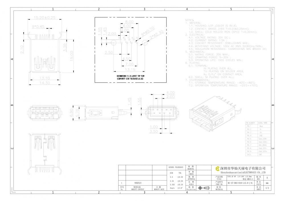 HCTL HC-ST-003-010-L15.0-J-K product drawing