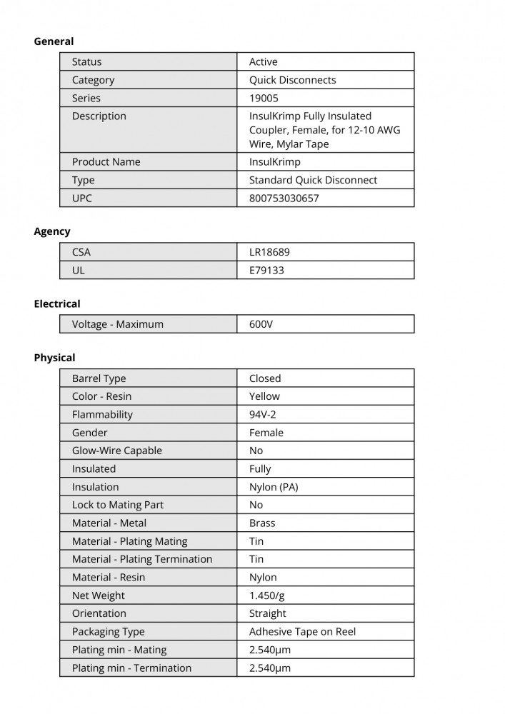 MOLEX 190050015 technical document image 2