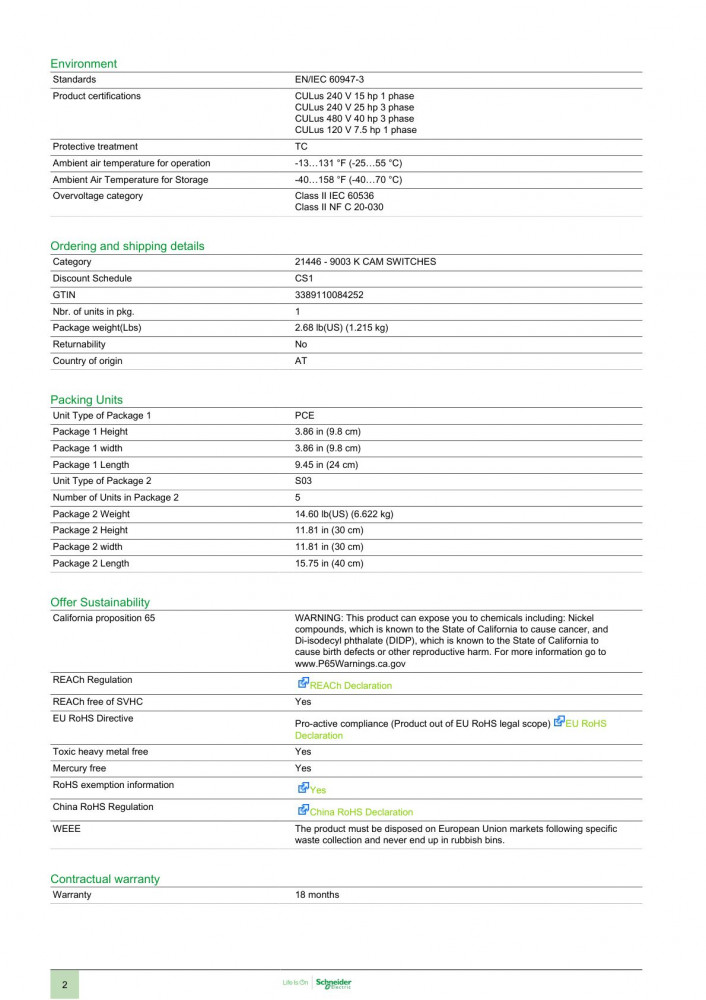 K150F013UP technical document page 2