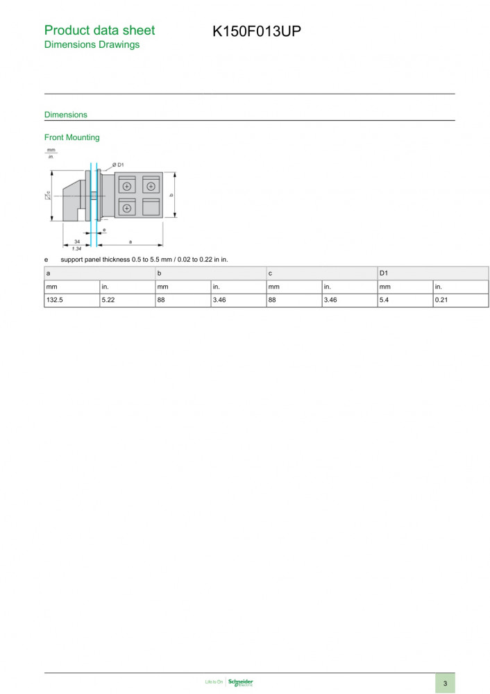 K150F013UP technical document page 3