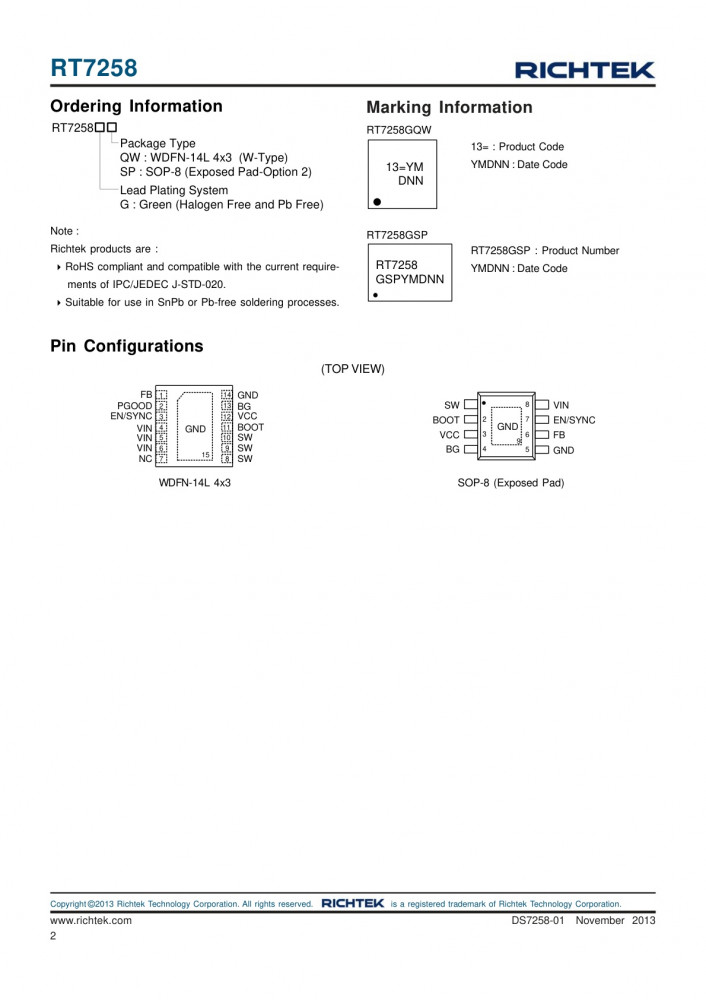 RT7258 datasheet page 2