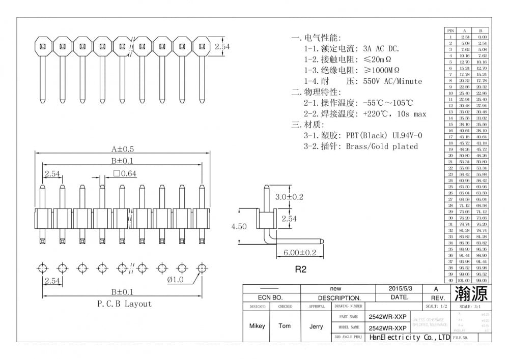 2542WR-04P technical drawing page