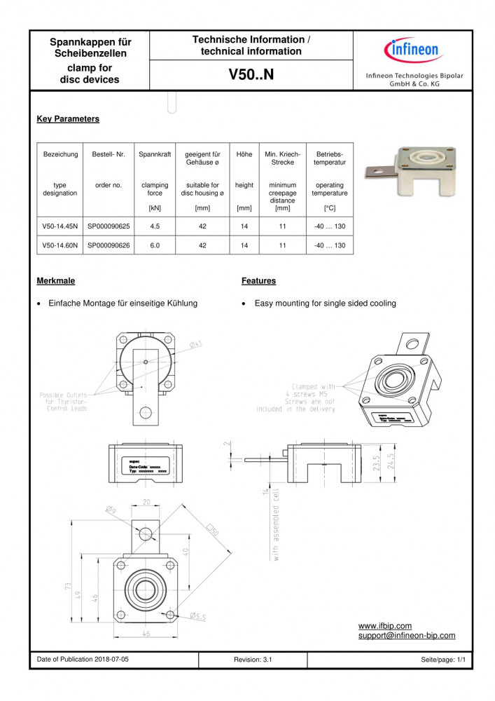 Infineon V50 series clamp technical information page 1