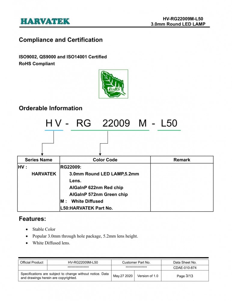 HV-RG22009M-L50 datasheet page 3