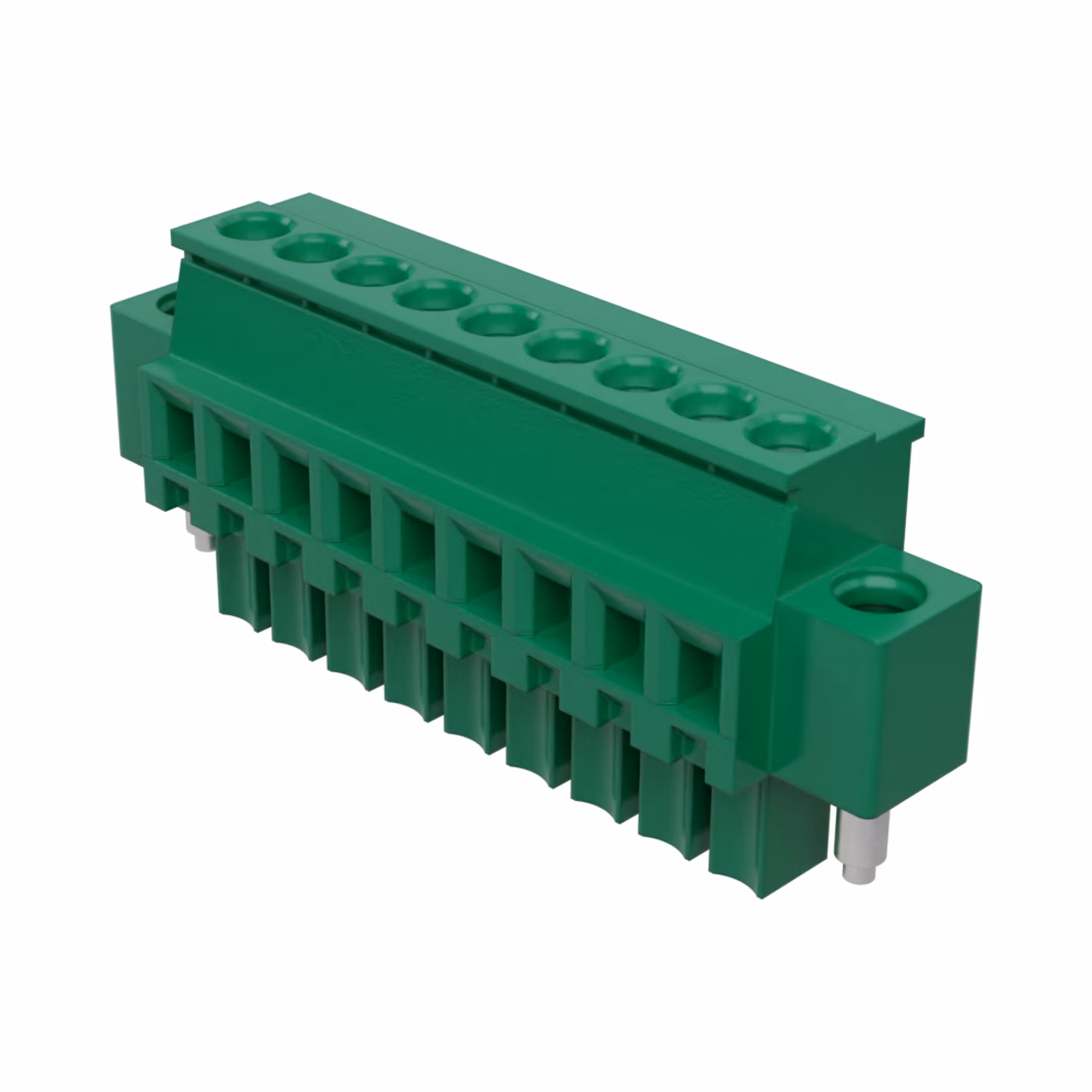 3.81mm Pitch Eurostyle Vertical Plug, with Retention Screws and Standard  Imprinting, Rear Wire Entry, Green Housing, Gold (Au) Plated, 9 Circuits for sale