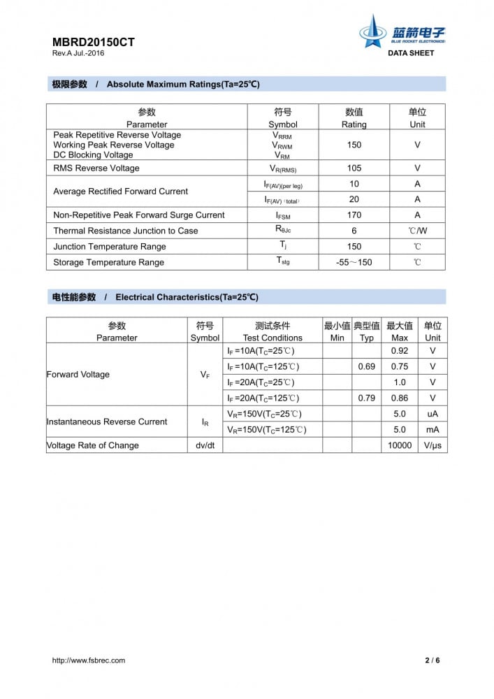 MBRD20150CT datasheet page 2