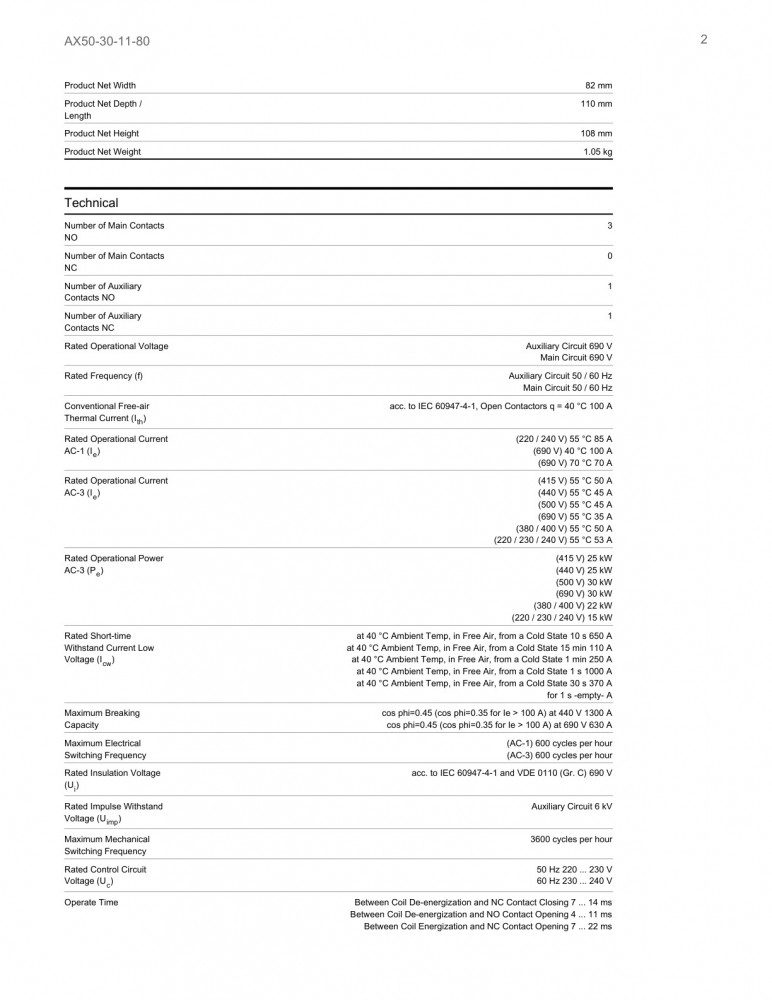 ABB AX50-30-11-80 technical document page 2