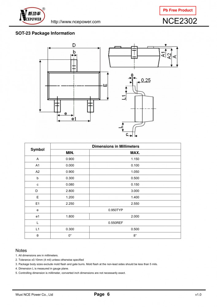 NCE2302 datasheet page 6