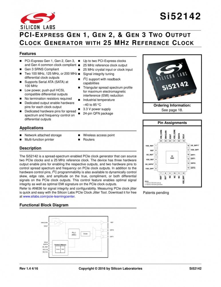 SI52142-A01AGM datasheet page 1