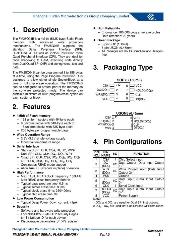 FM25Q04B datasheet page 3