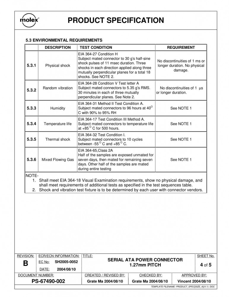 Product specification, page 4