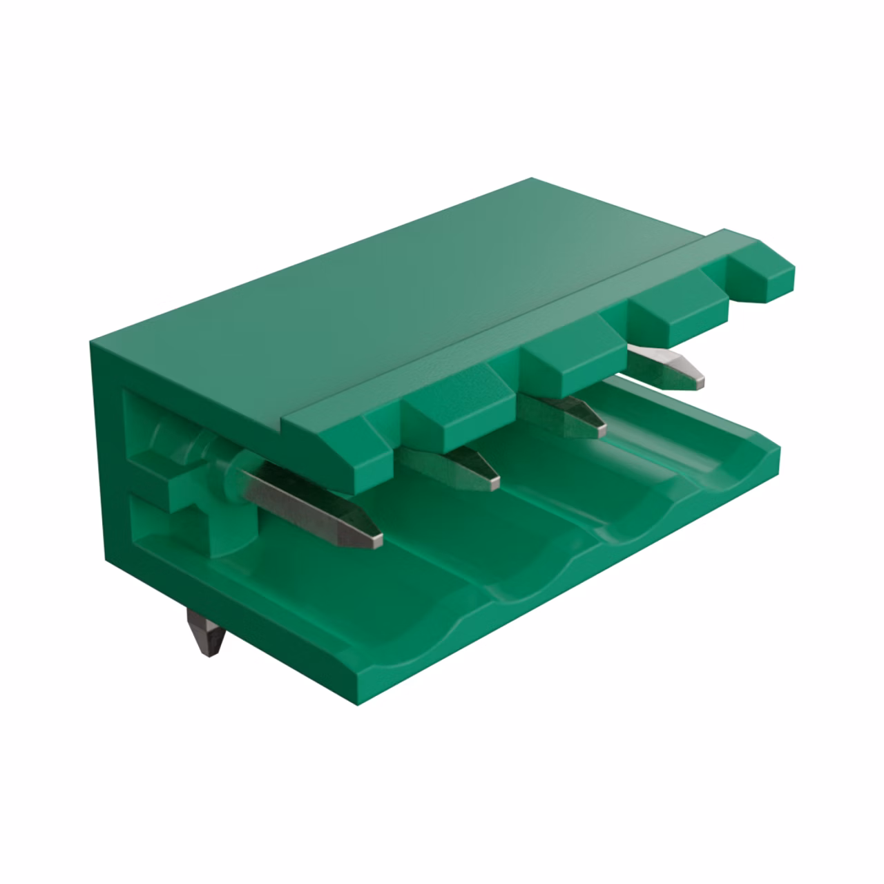 5.08mm Pitch Eurostyle Right-Angle PCB Header, Open Ends, Green Housing, 4 Circuits for sale