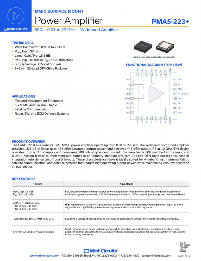 PMA5-223+ datasheet page 1