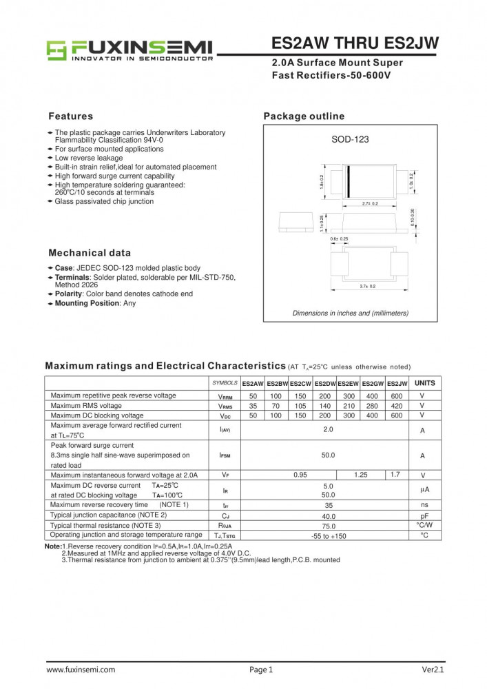 ES2JW datasheet page 1