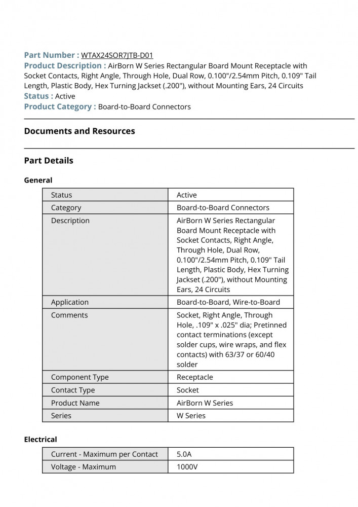 WTAX24SOR7JTB-D01 technical document image, page 1