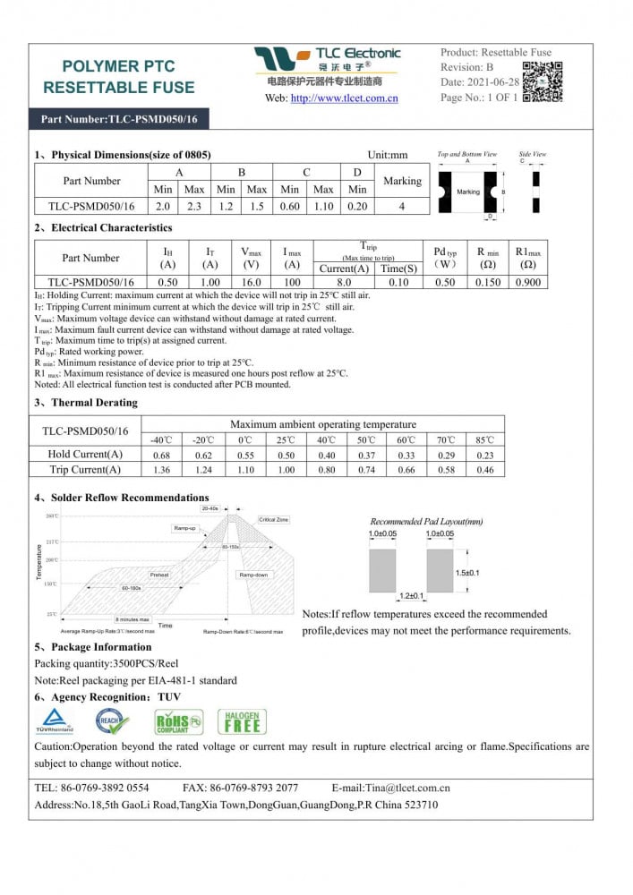 TLC-PSMD050/16 technical document