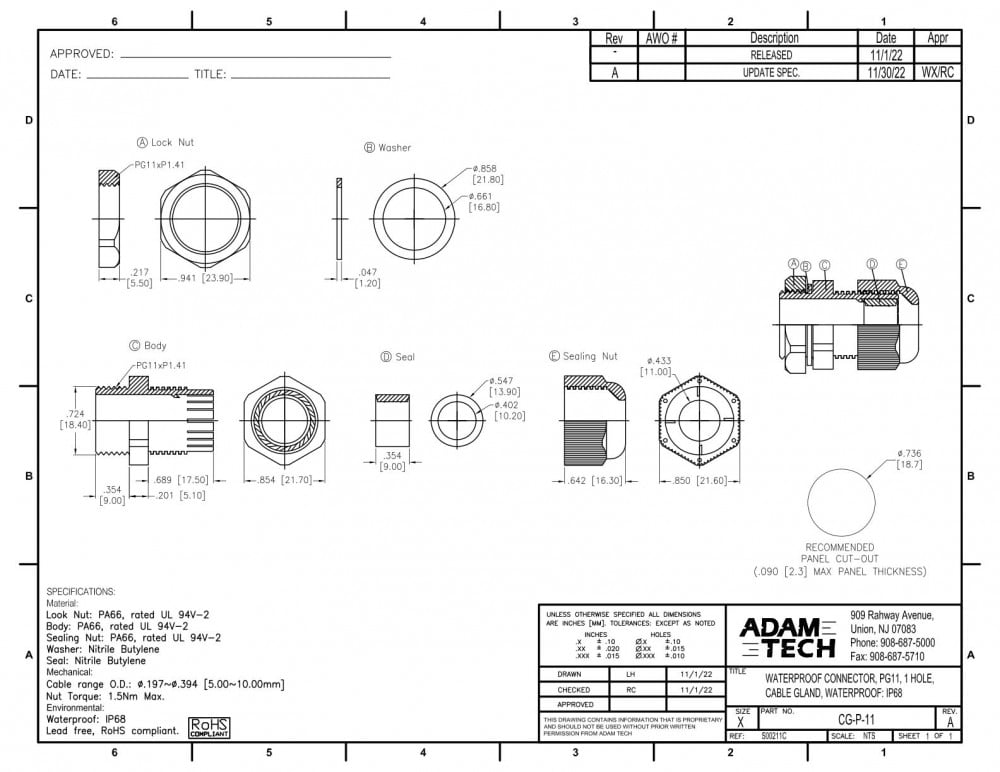 ADAM TECH CG-P-11 technical document preview