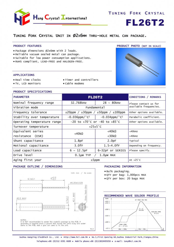 HCI FL26T2 technical document page