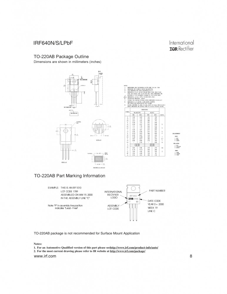 IRF640NPBF datasheet page 8