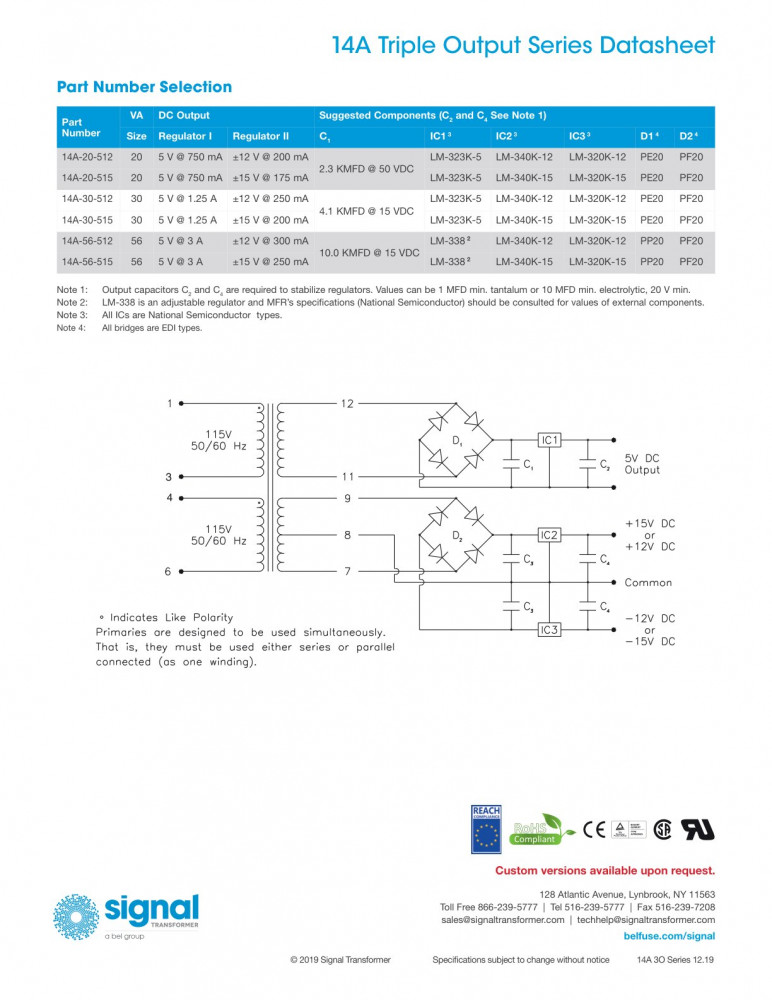 14A triple output transformer datasheet page 2