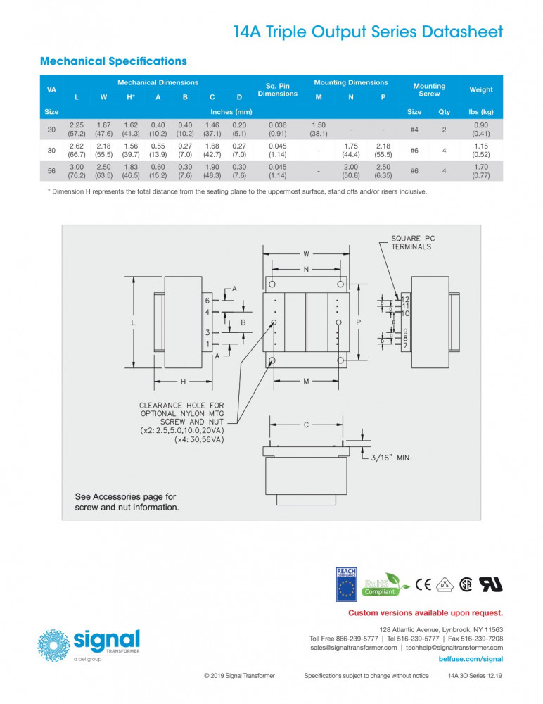 14A triple output transformer datasheet page 3