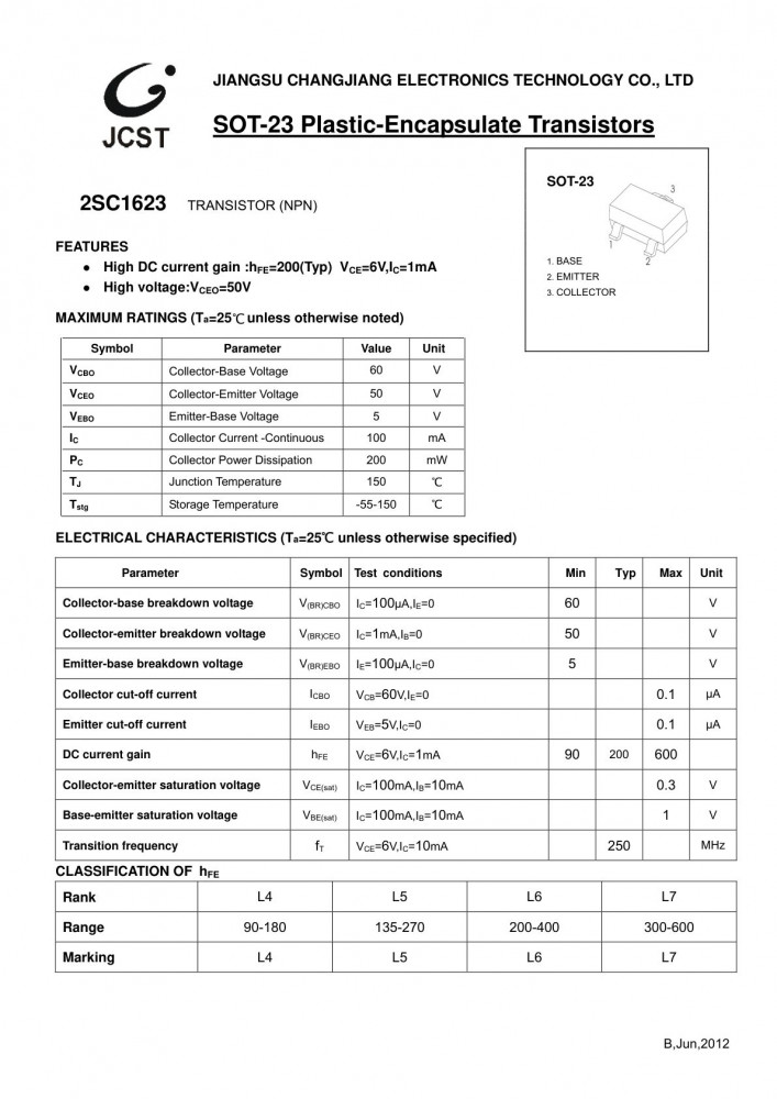 2SC1623 datasheet page 1