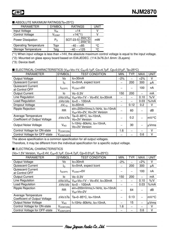 NJM2870 datasheet page 2
