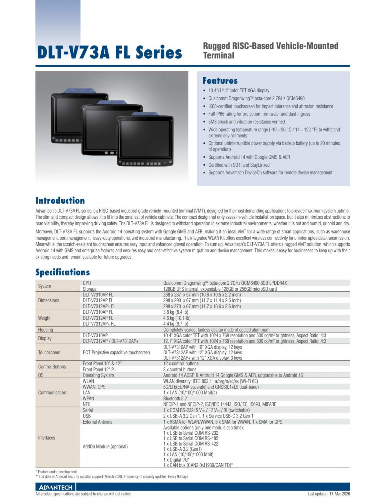 DLT-V73A FL product documentation page 1