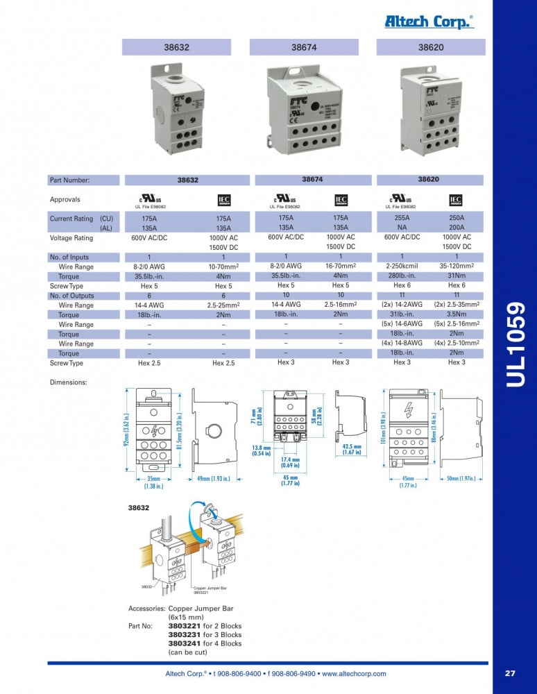 Altech power distribution block technical document page 2
