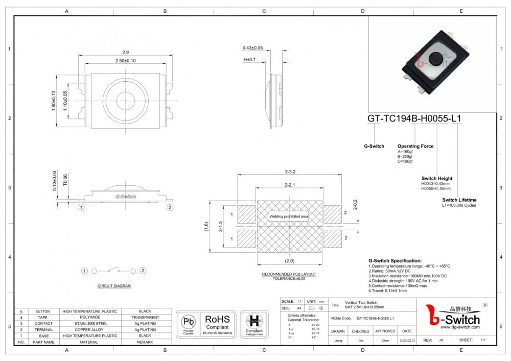 GT-TC194B-H0055-L1 technical document page