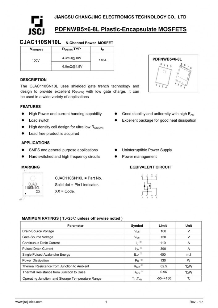 CJAC110SN10L datasheet page 1