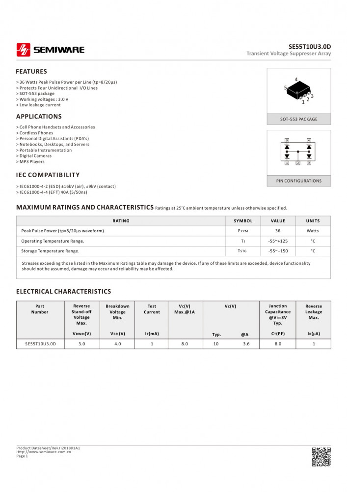SE55T10U3.0D technical document page 1