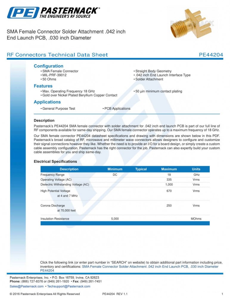 PE44204 technical document page 1