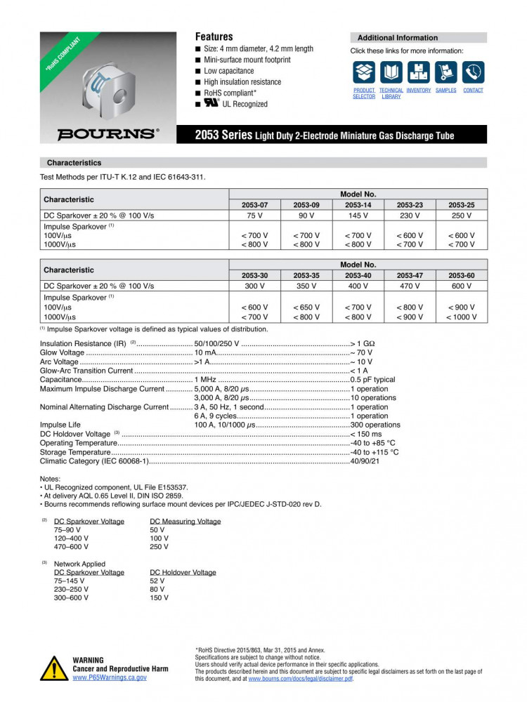 2053 Series GDT technical document, page 1