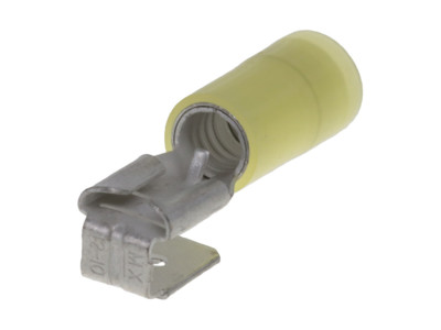 Avikrimp Fully Insulated Piggyback Quick Disconnect, Tab 6.35 x 0.81mm, 12-10 AWG, Yellow Insulator, Tape for sale