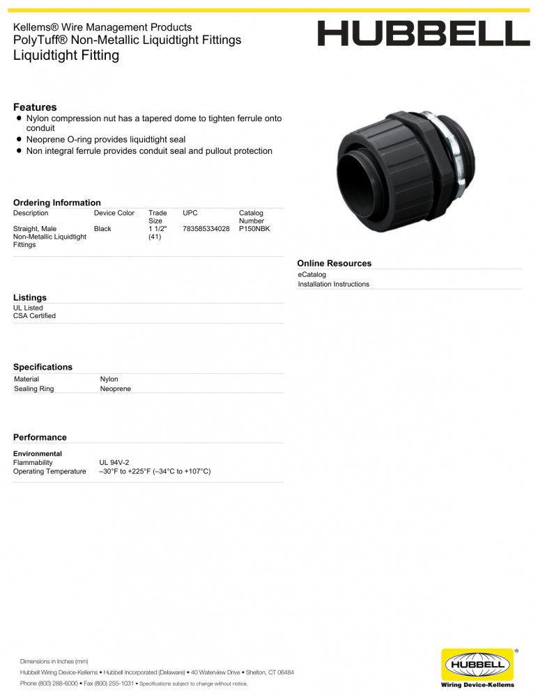 P150NBK product documentation image