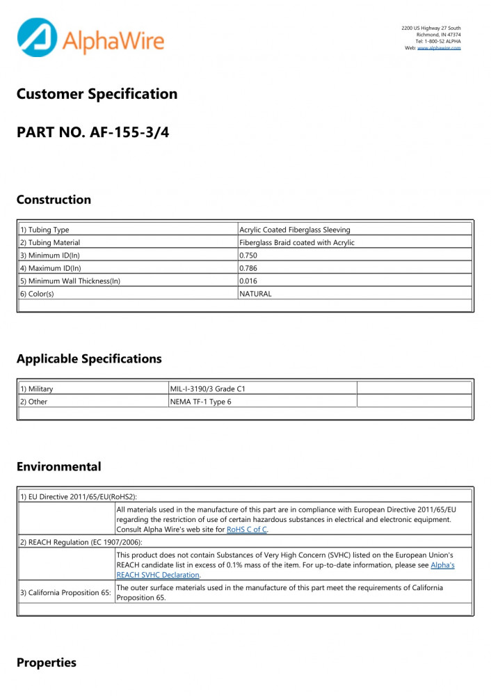 AF-155-3/4 technical document page 1