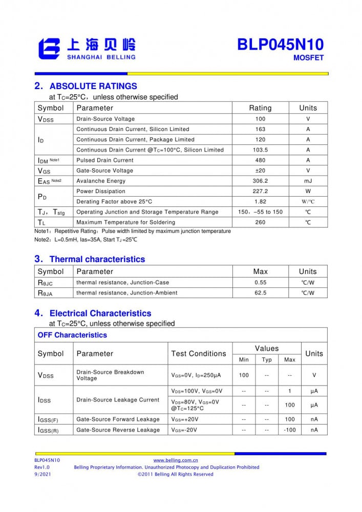 BLP045N10-P datasheet page 2