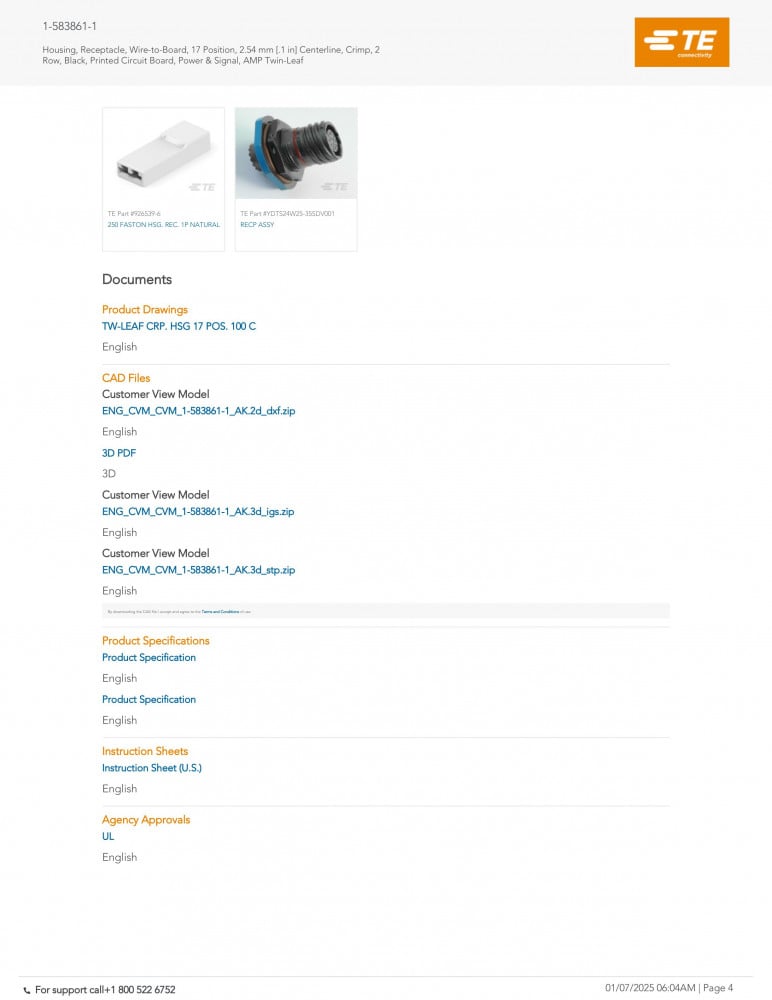 TE Connectivity 1-583861-1 technical document page 4