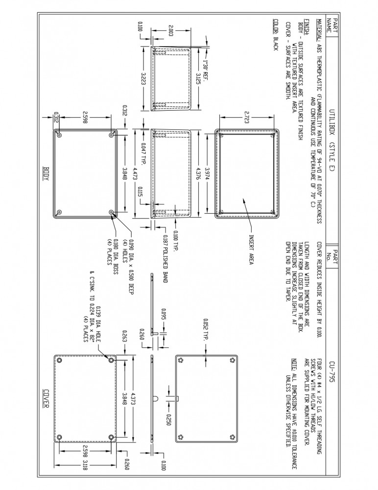 CU-795 Utilbox Style E technical drawing