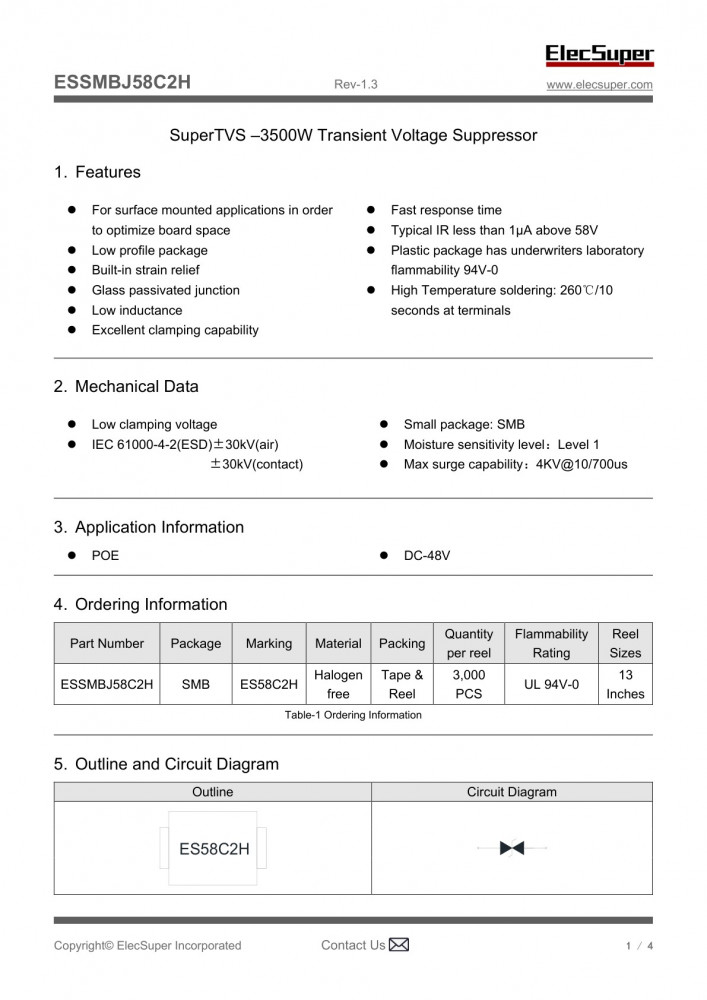 ESSMBJ58C2H technical document page 1