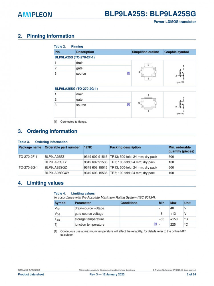 BLP9LA25S datasheet page 2