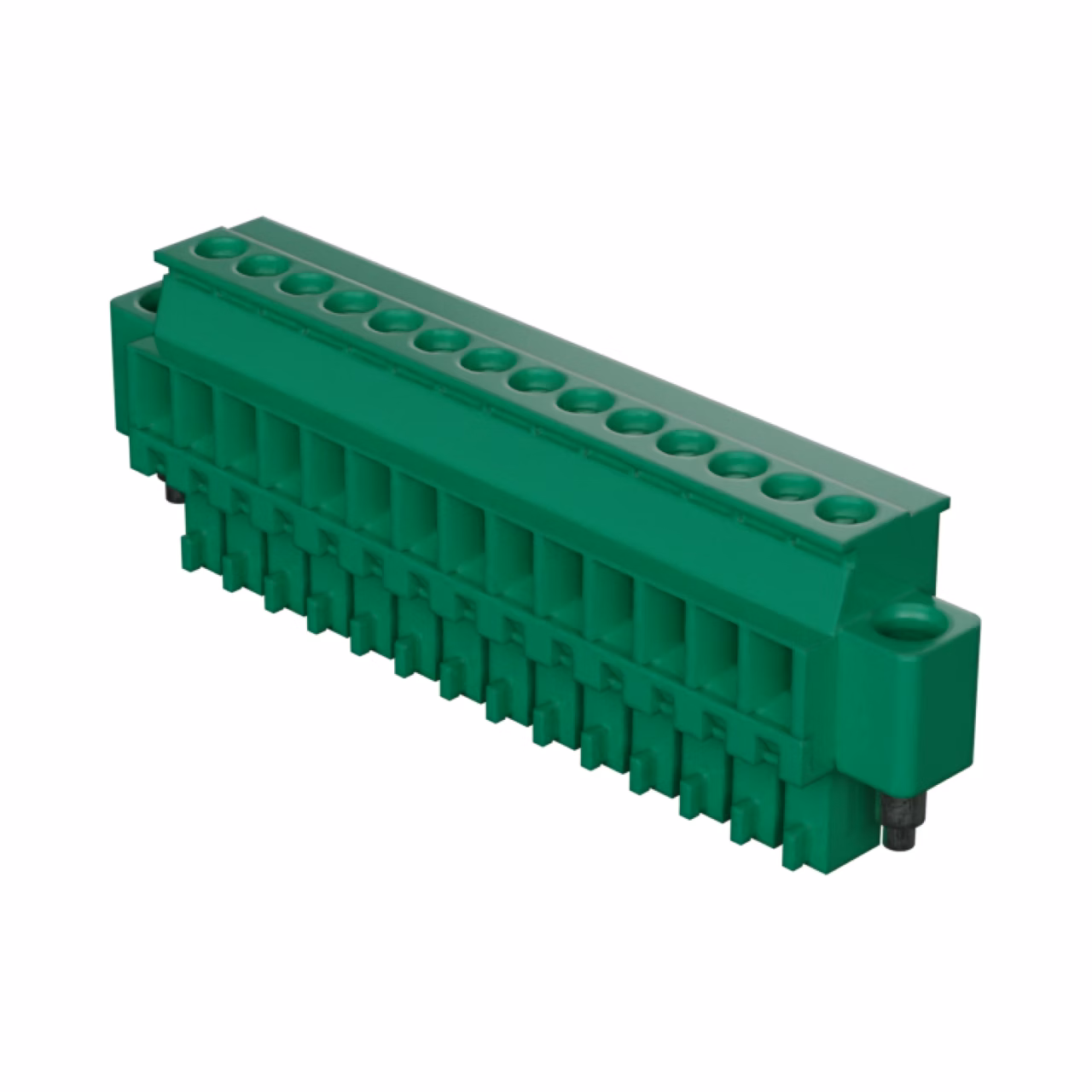 3.50mm Pitch Eurostyle Vertical Plug, with Retention Screws, Front Wire Entry, Green Housing, 14 Circuits for sale