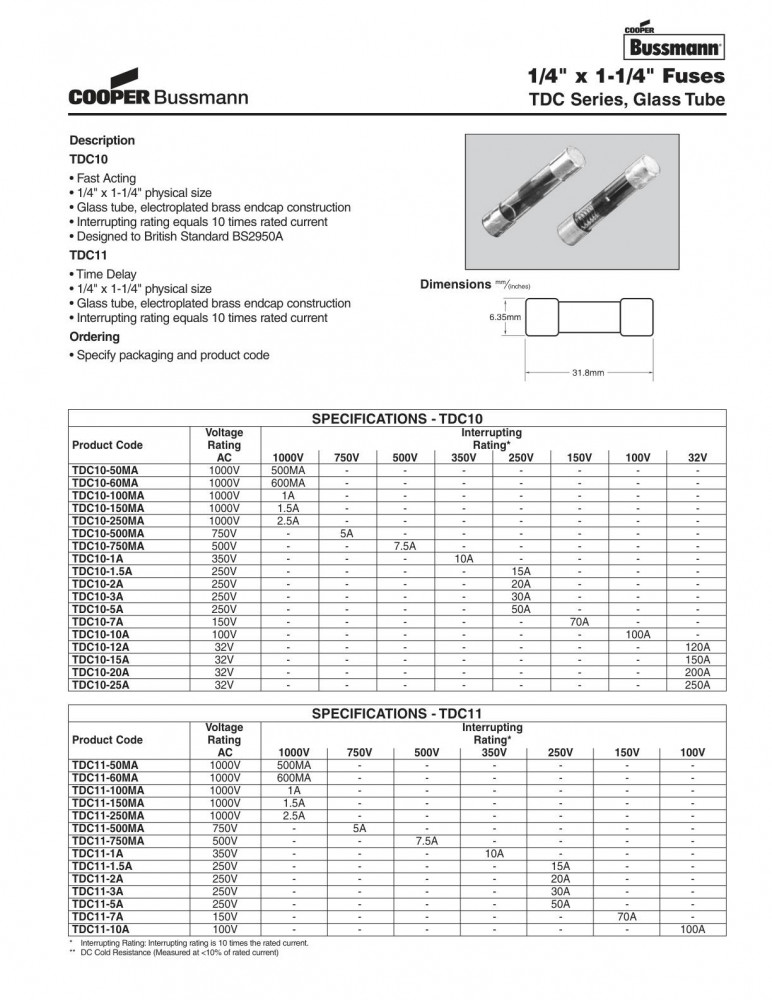 EATON TDC10 fuse datasheet page 1