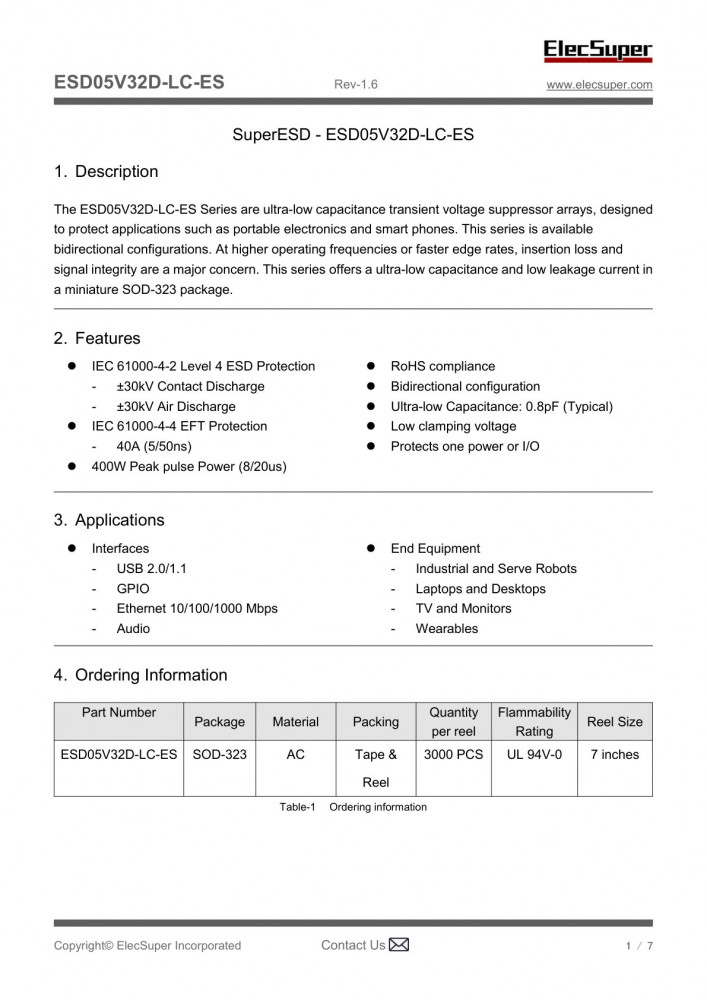 ESD05V32D-LC-ES datasheet page 1