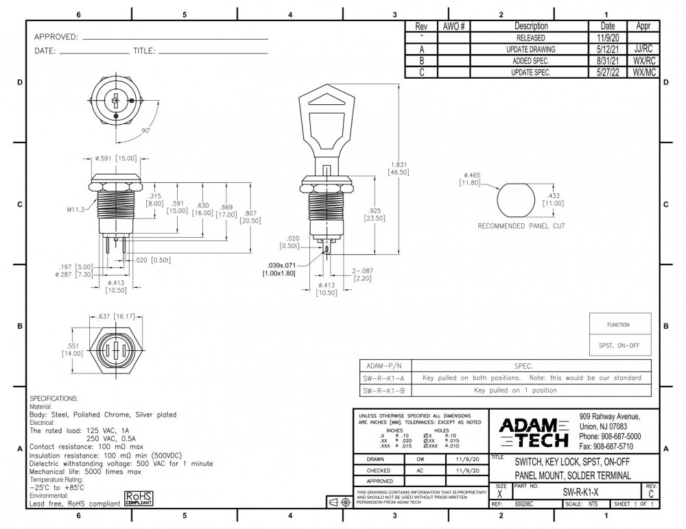 SW-R-K1-X technical document image