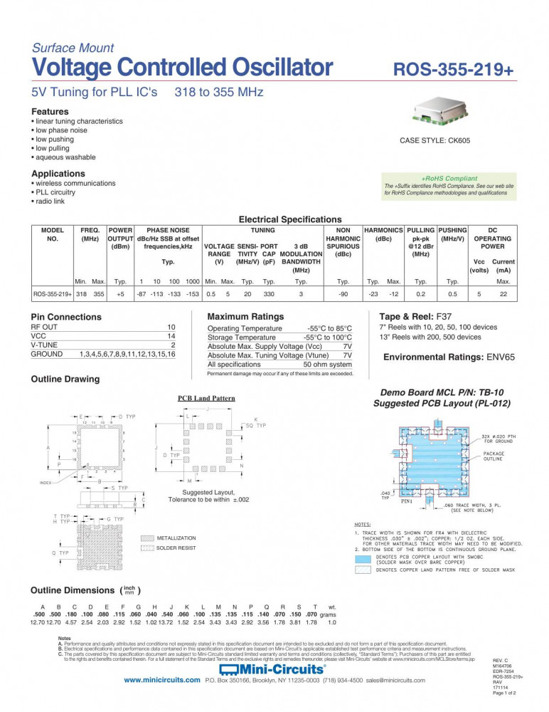 ROS-355-219+ technical document page 1