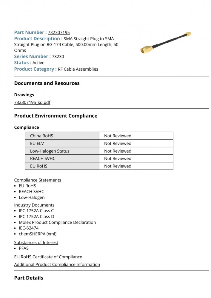 MOLEX 732307195 product drawing preview, page 1