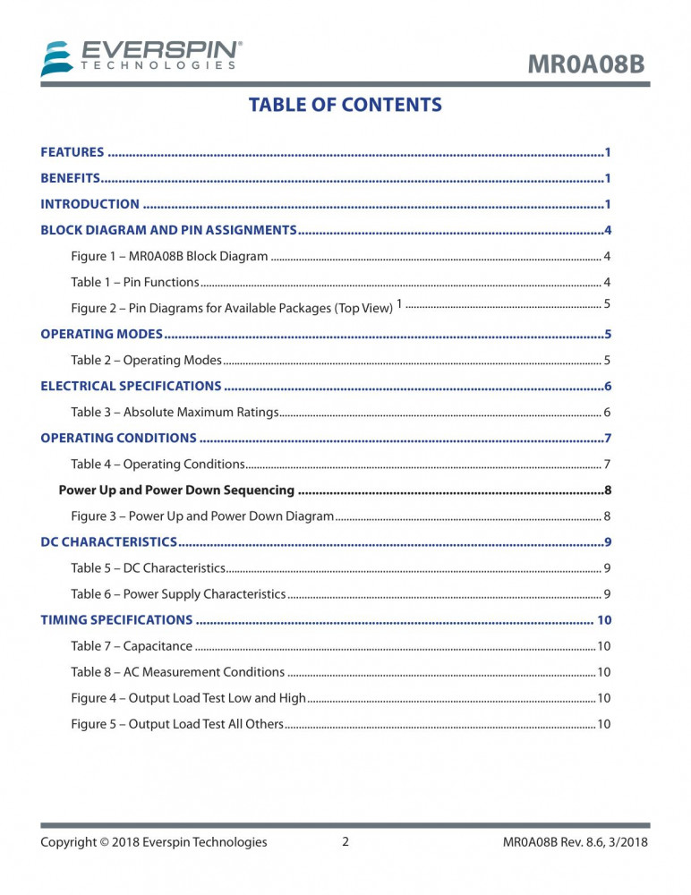 MR0A08BCYS35 datasheet page 2